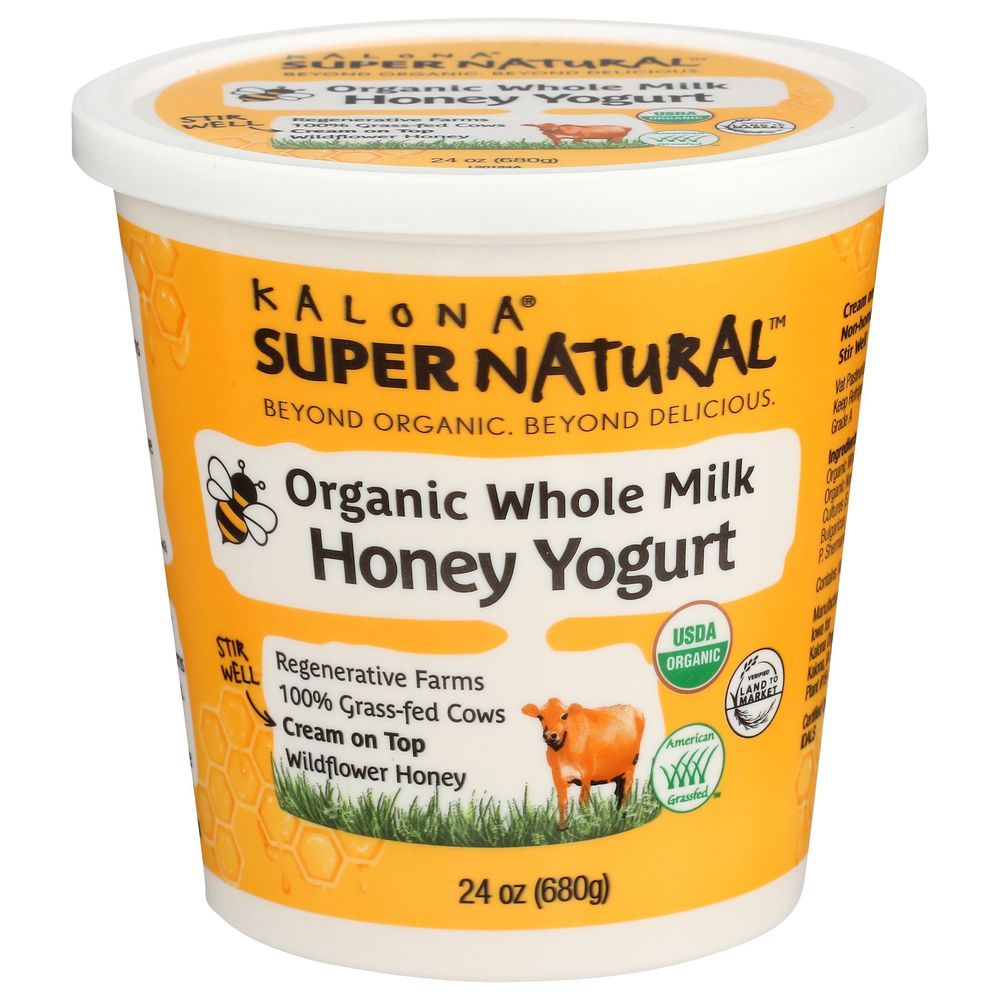 Kalona Supernatural Organic Honey Whole Milk Yogurt, 24 Ounce -- 6 per case