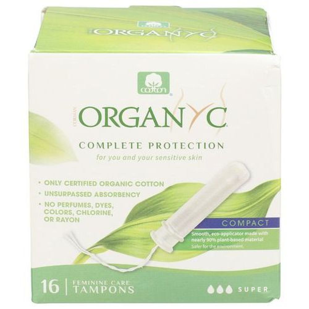 Organyc Compact Applicator Super Tampon, 16 count -- 12 per case ...
