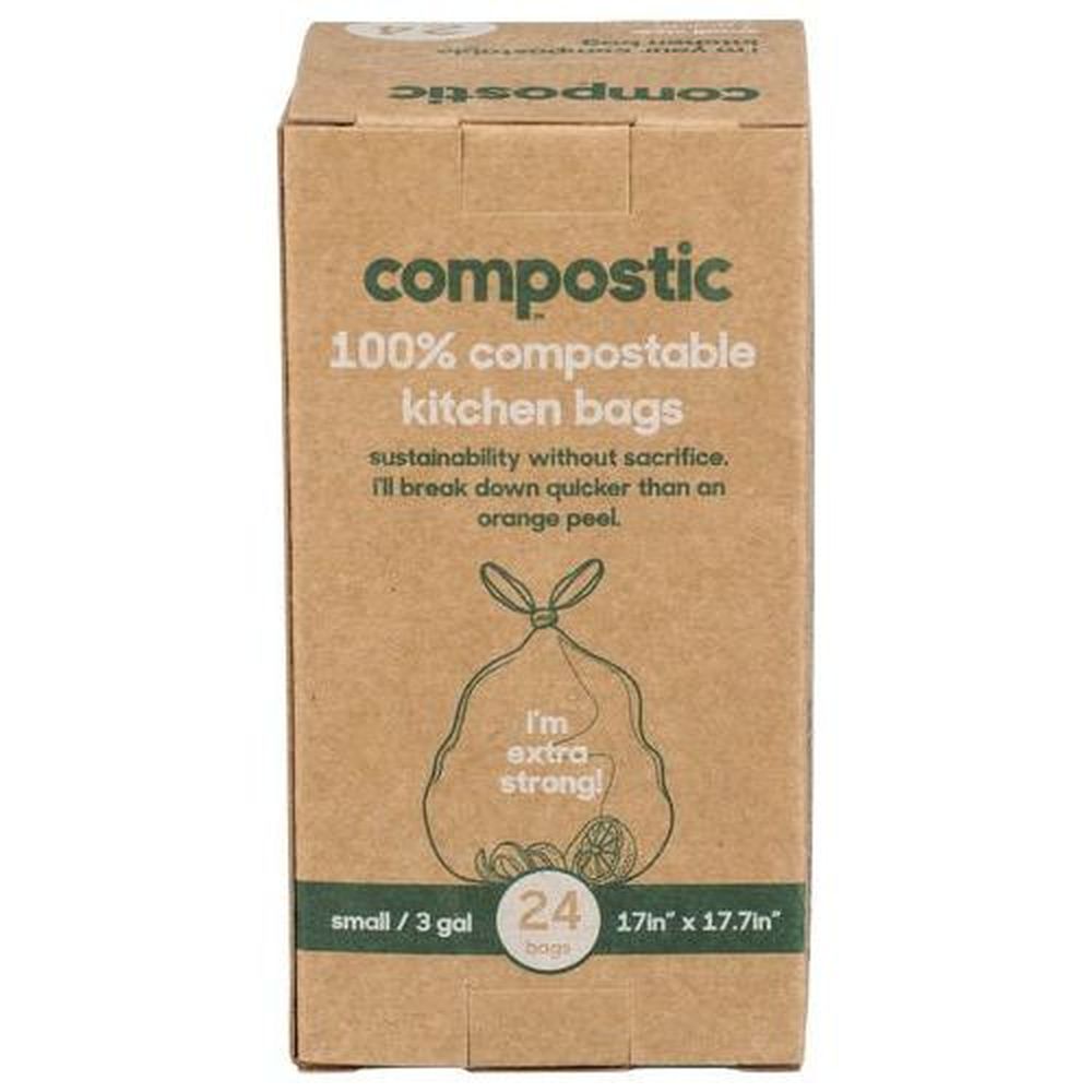 Compostic Compostable 3 Gallon Capacity Kitchen Bags, 24 count -- 12 ...