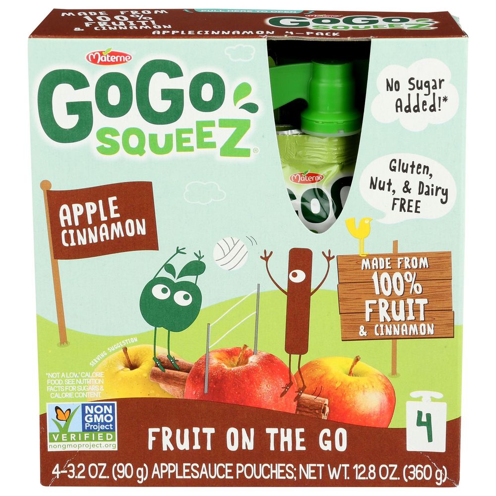 GoGo SqueeZ Apple Cinnamon Apple Sauce, 12.8 Ounce -- 12 per case