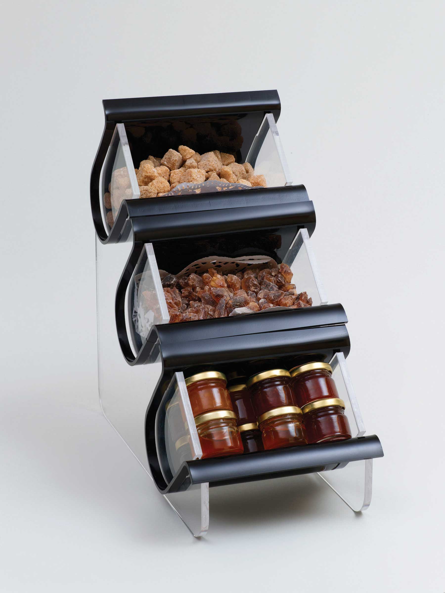 Rosseto Single Unit Three Compartment Black Acrylic EZ Condiment ...