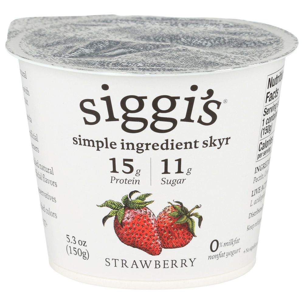 Siggis Strawberry Strained Non Fat Yogurt, 5.3 Fluid Ounce -- 12 per ...