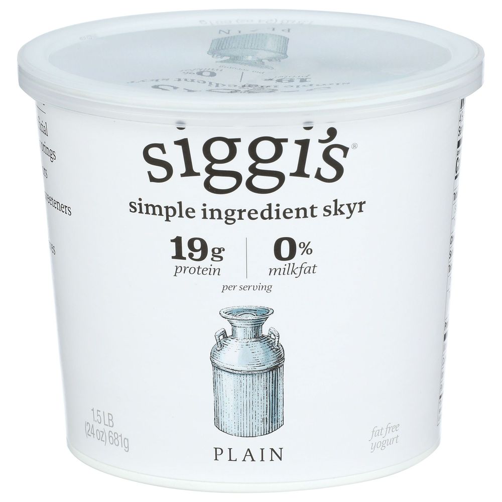 Siggis Plain Non Fat Yogurt, 24 Fluid Ounce -- 6 per case