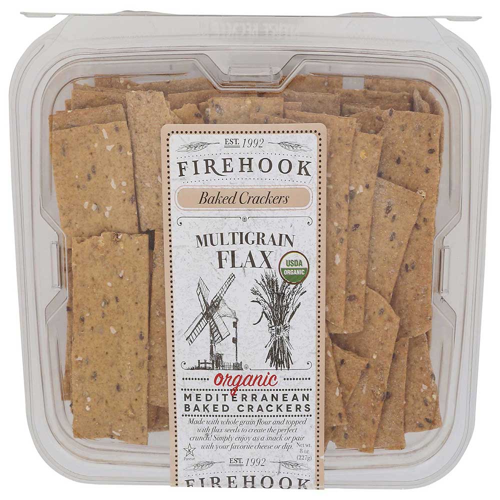 Firehook Organic Multigrain Flax Mediterranean Baked Crackers, 8 Ounce ...