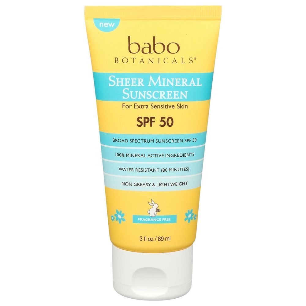 Babo Botanical SPF 50 Sheer Mineral Sunscreen Lotion for Sensitive Skin ...