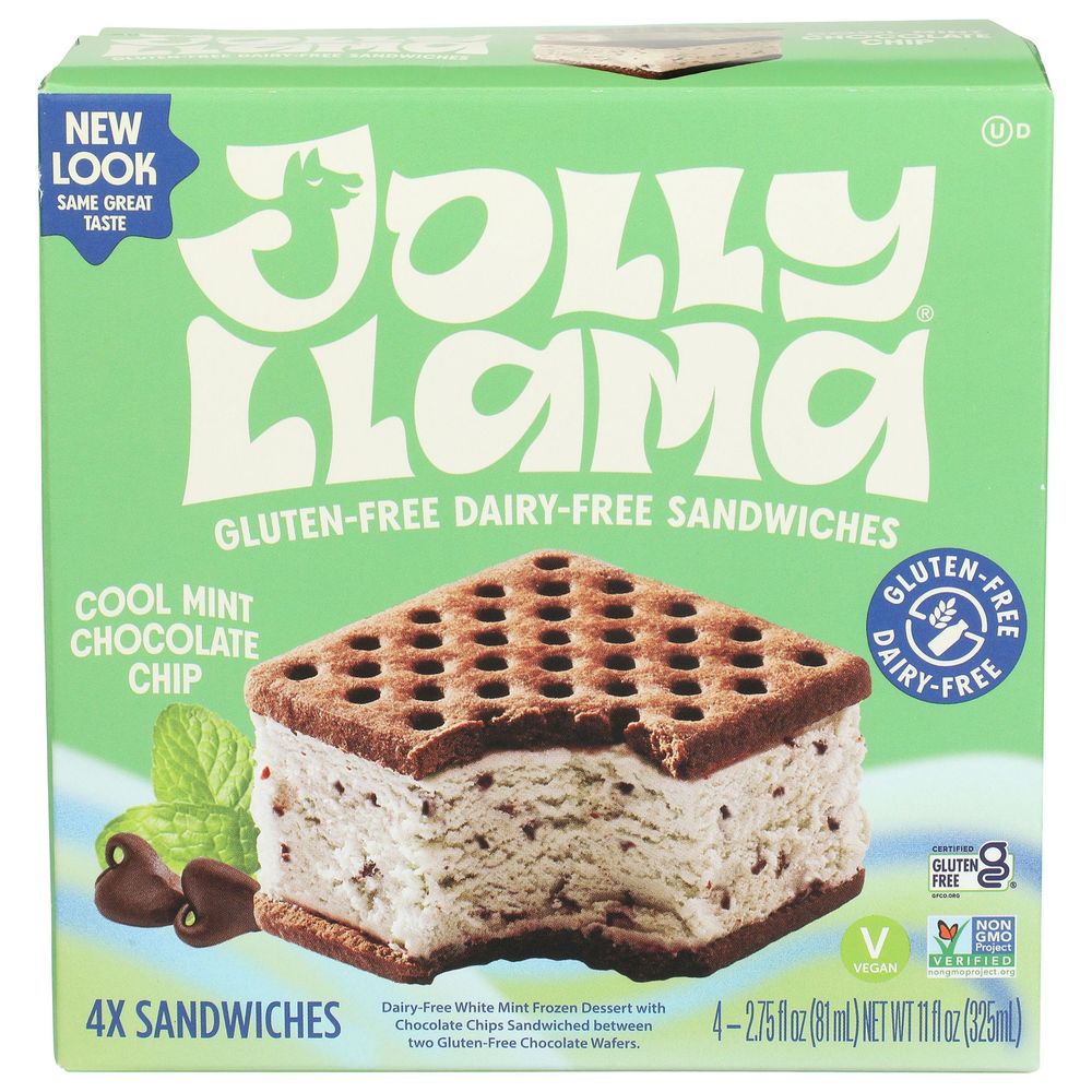 Jolly Llama Cool Mint Chocolate Chip Sandwich, 11 Fluid Ounce -- 8 per ...