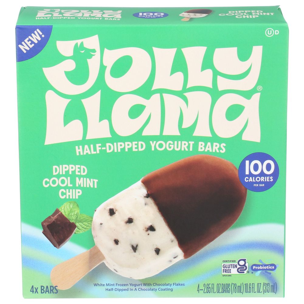 Jolly Llama Half Dipped Cool Mint Chip Yogurt Bar, 10.6 Fluid Ounce ...
