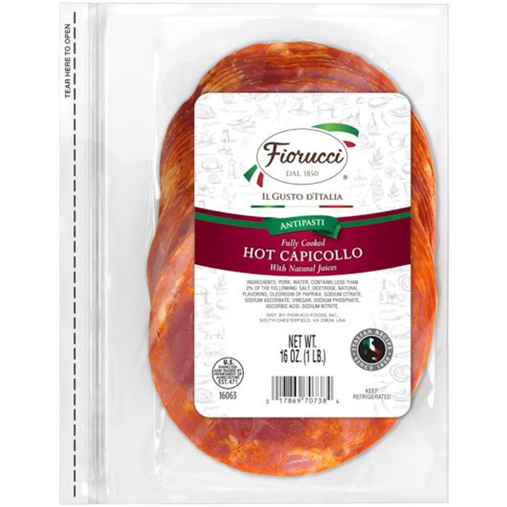 Fiorucci Fully Cooked Hot Capicollo, 16 Ounce -- 12 per case
