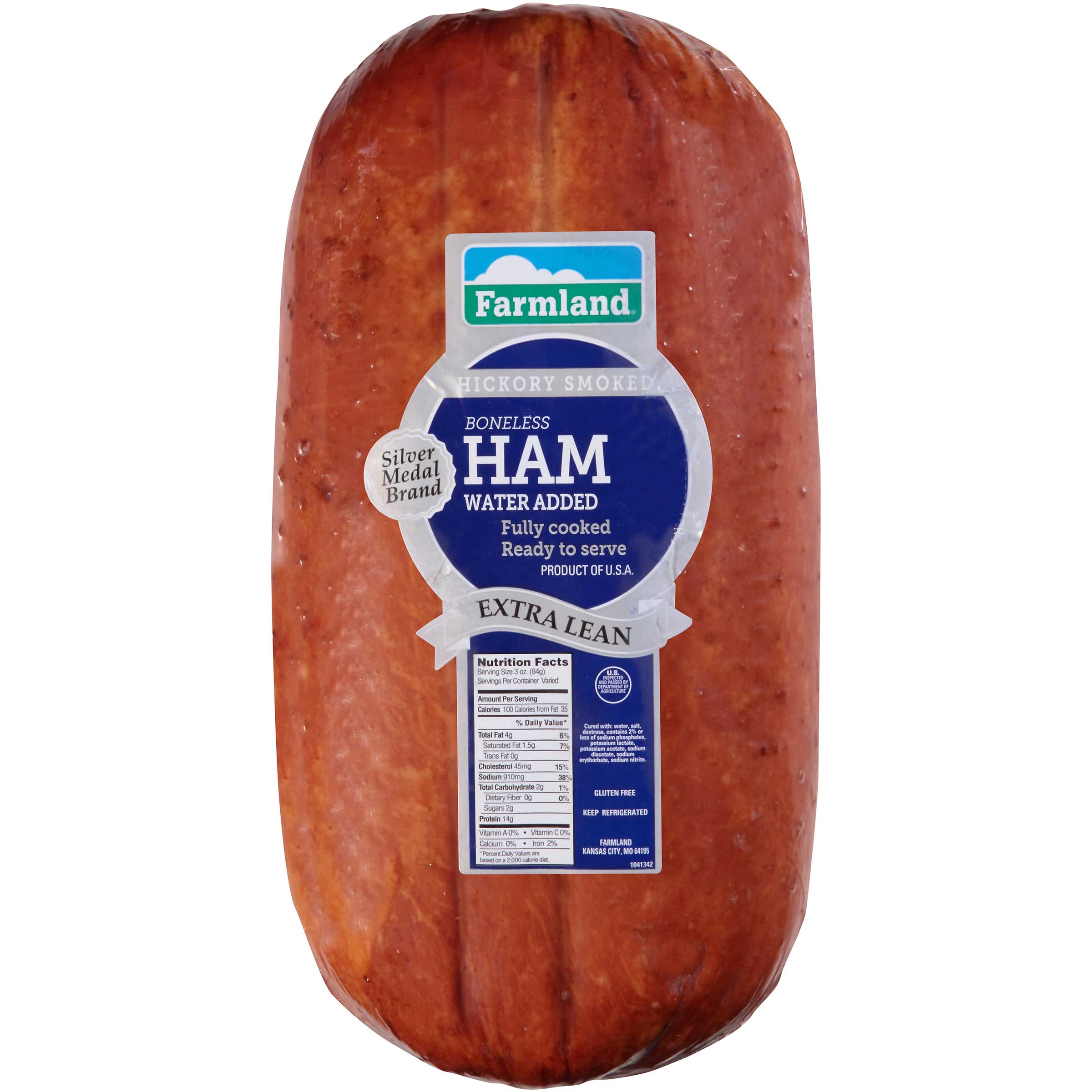 Farmland Water Added Boneless Smoked Ham, 10/14 Piece -- 2 per case.