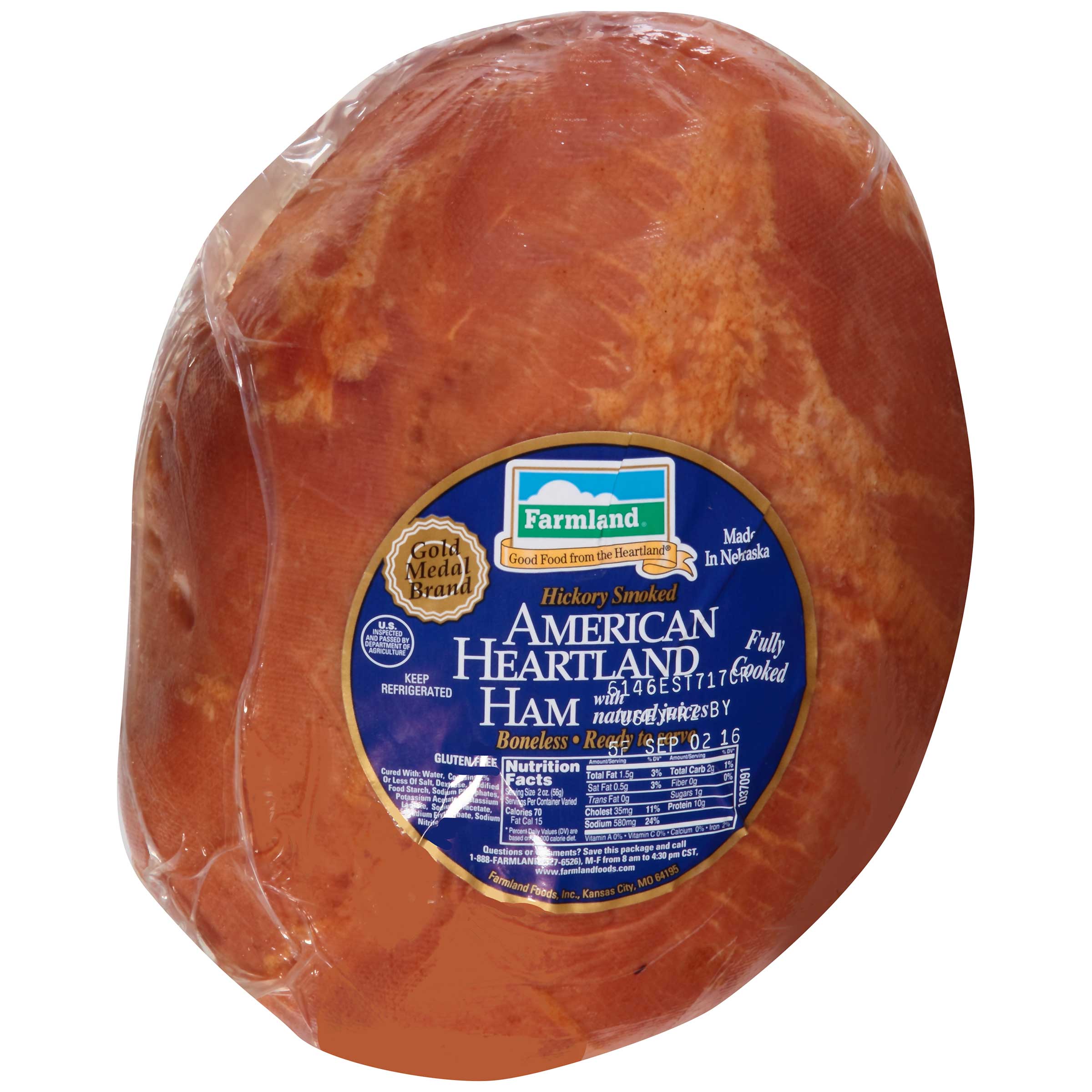 Farmland Natural Juice American Heartland Whole Boneless Smoked Ham, 8.75 Pound -- 2 per case.
