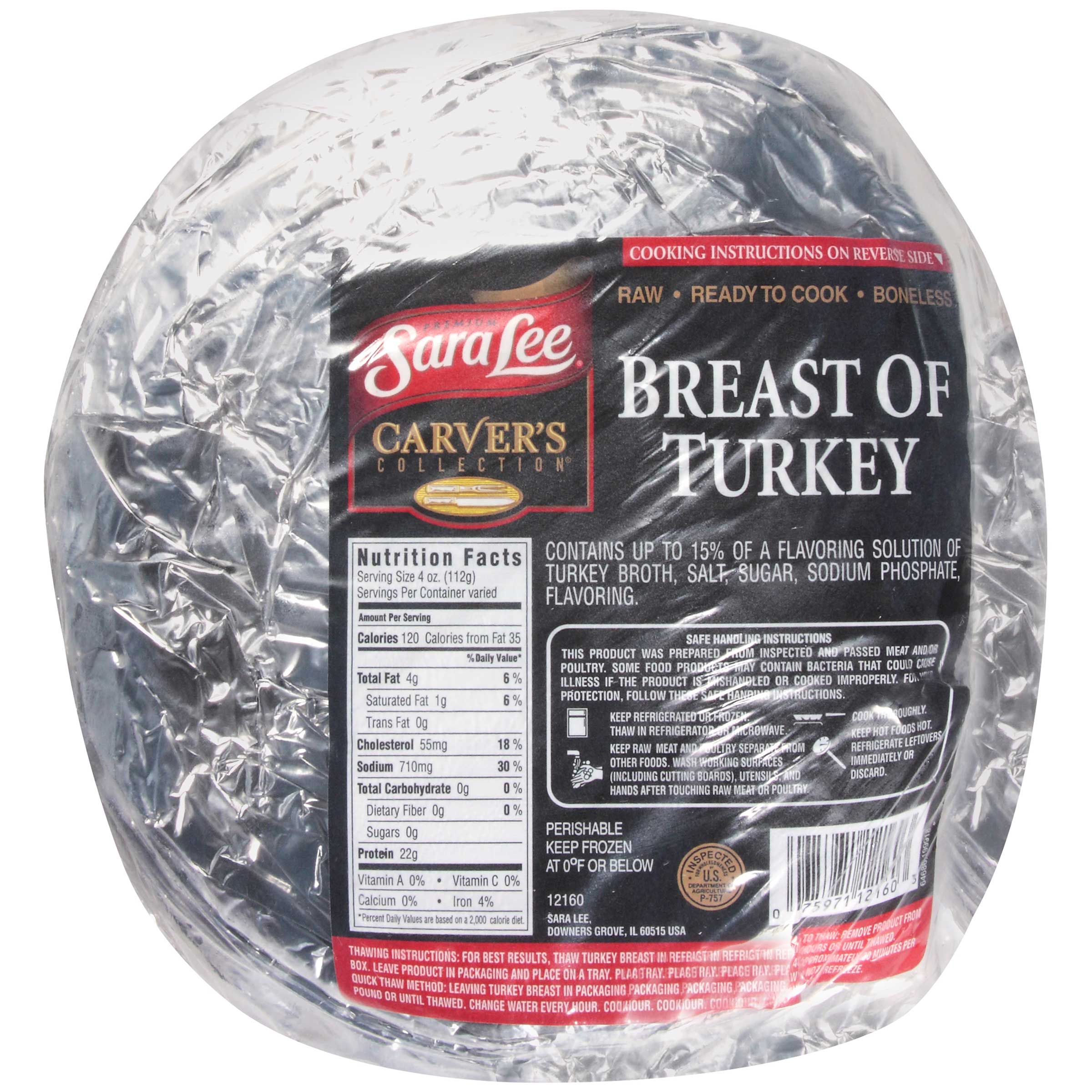 Sara Lee Raw Whole Muscle Turkey Breast, 20 Pound.
