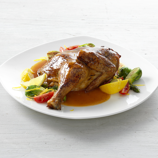 Bonewerks Culinarte Tender Fully Cooked Bone In Half Chicken Paired with A Classic Lemon Demi ...