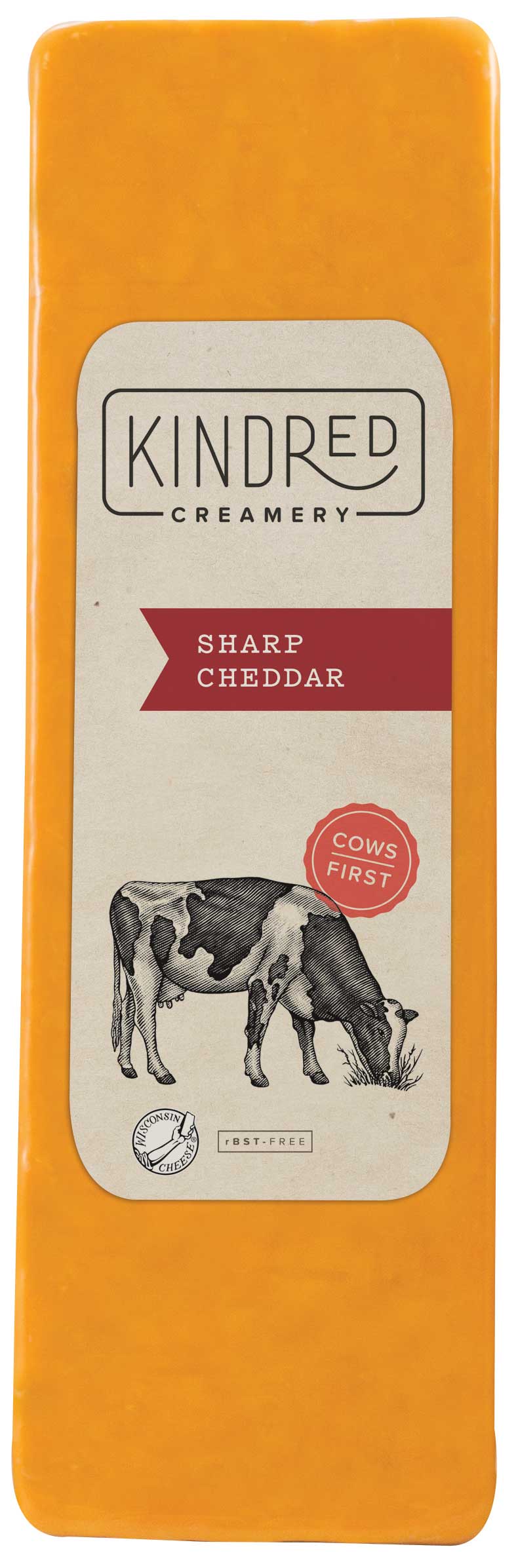 Kindred Creamery Sharp Cheddar Cheese Loaf, 5 Pound -- 2 per case.