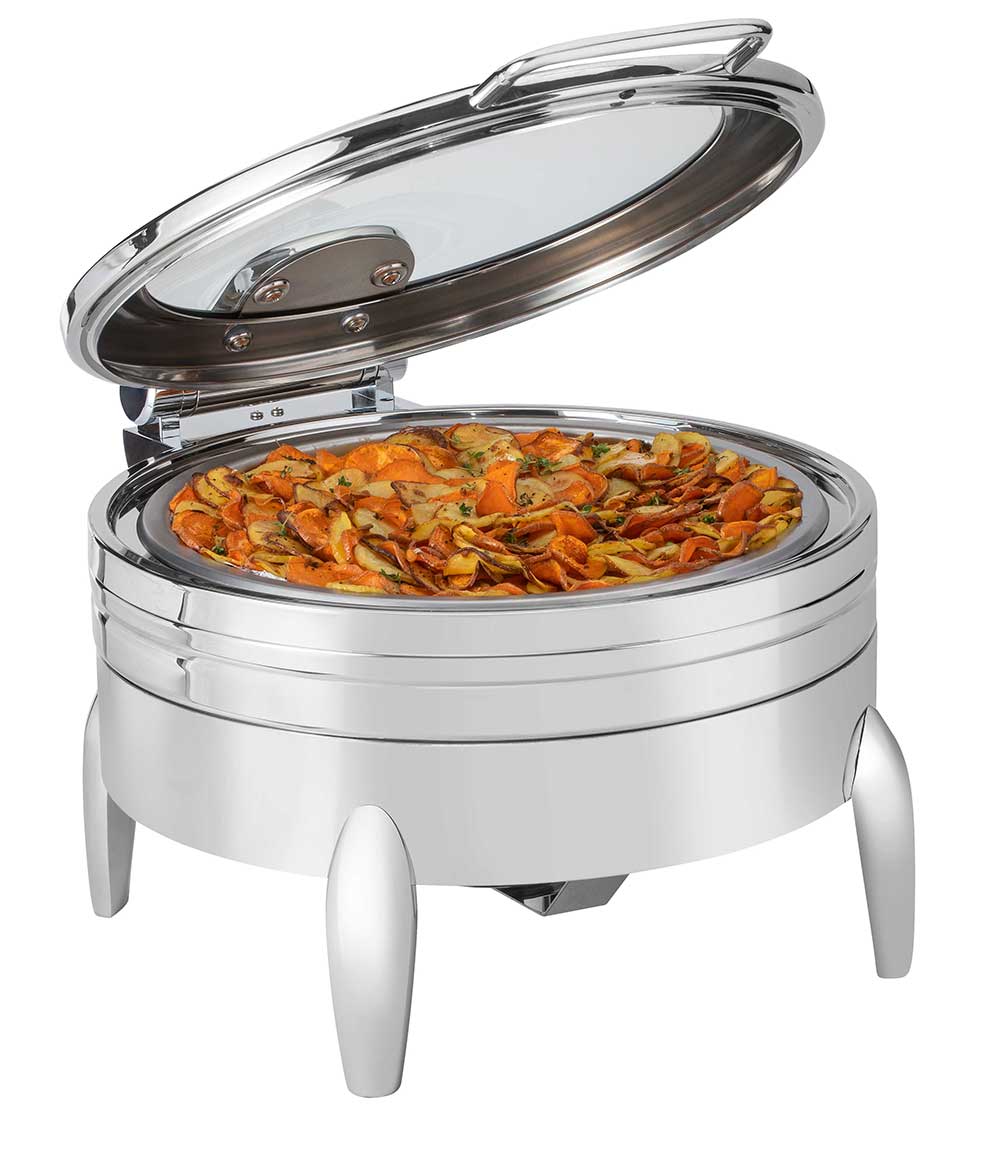 Rosseto De Luxe Round Stainless Steel Chafing Dish with Glass Lid Frame ...