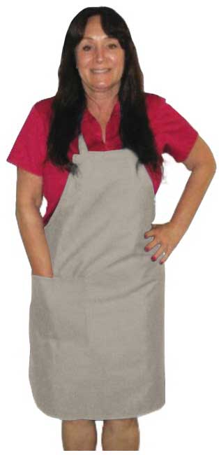Intedge Beige Poly/Cotton 1 Hip Pocket Deluxe Bib Apron with Matching ...