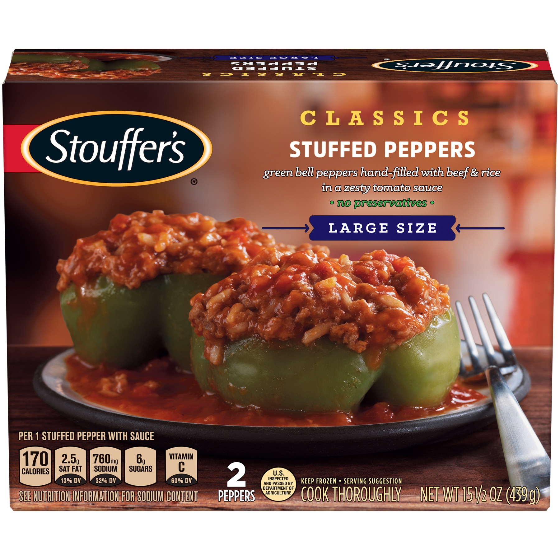 Nestle Stouffer's Stuffed Green Peppers with Beef and Tomato Sauce Case ...