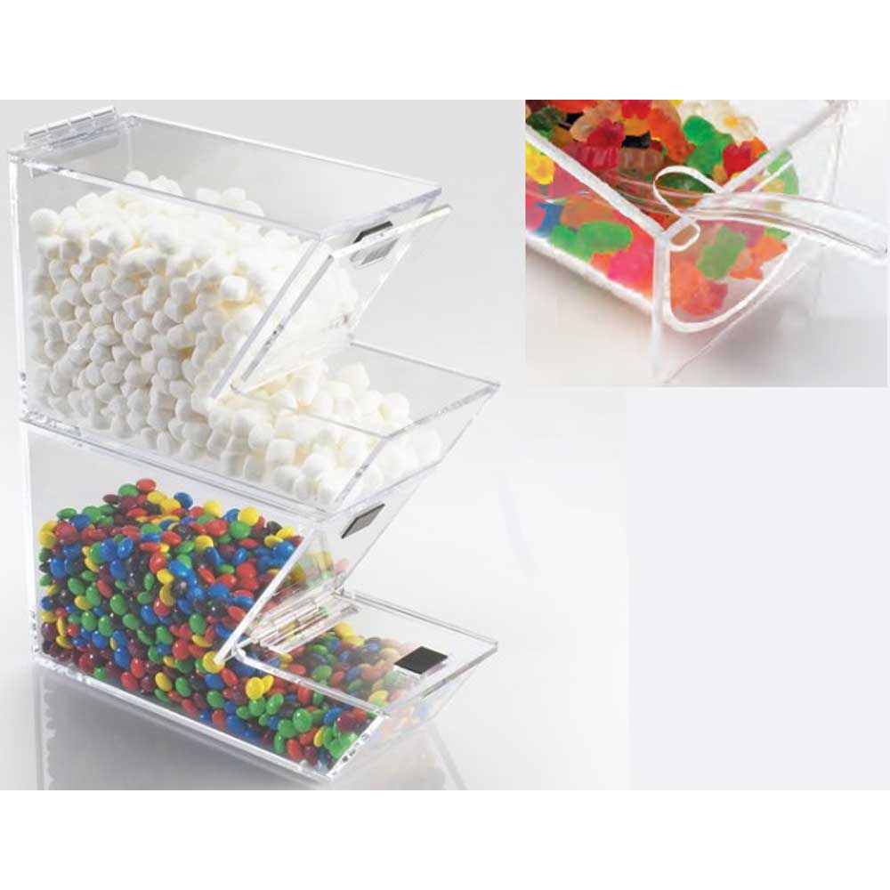Cal Mil Classis Acrylic Stackable Topping Dispenser with Notch Lid, 4 x ...