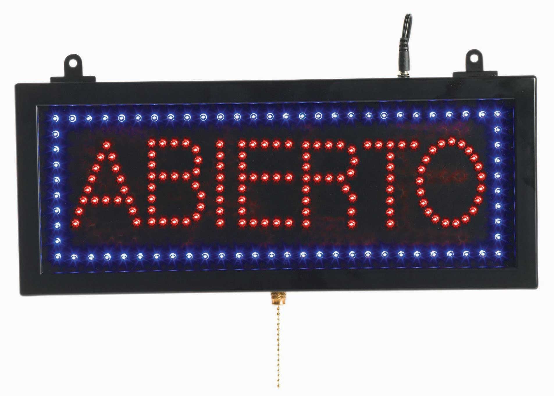 Aarco Black High Visibility Small Spanish Abierto LED Sign, 6 3/4 x 16 ...