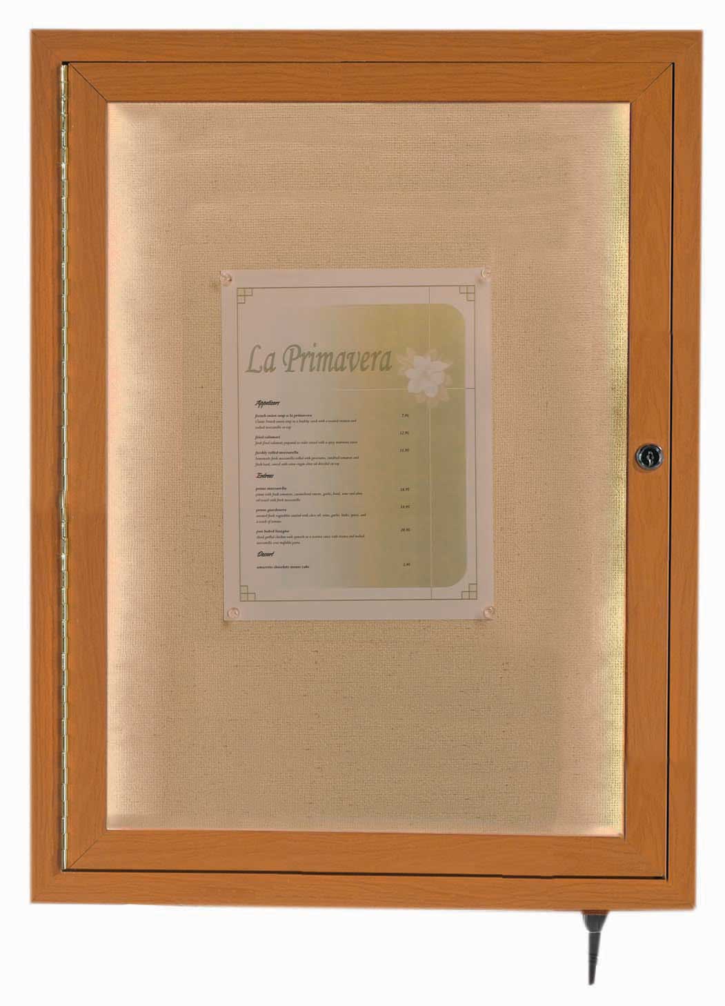 Aarco LED Lighted Oak Wood Finish Outdoor Display Case, 24 x 18 inch