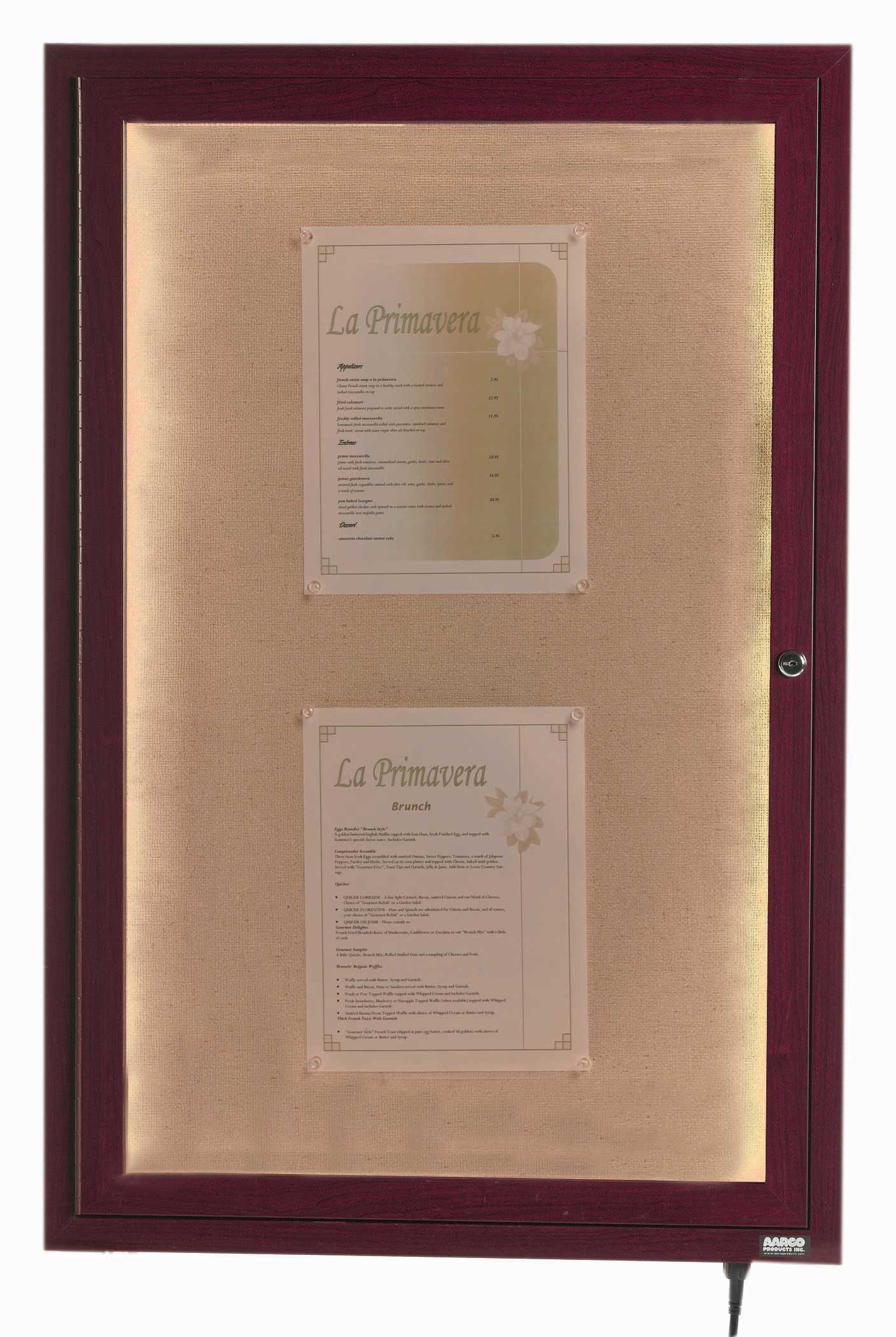 Aarco LED Lighted Cherry Wood Finish Outdoor Display Case, 36 x 24 inch