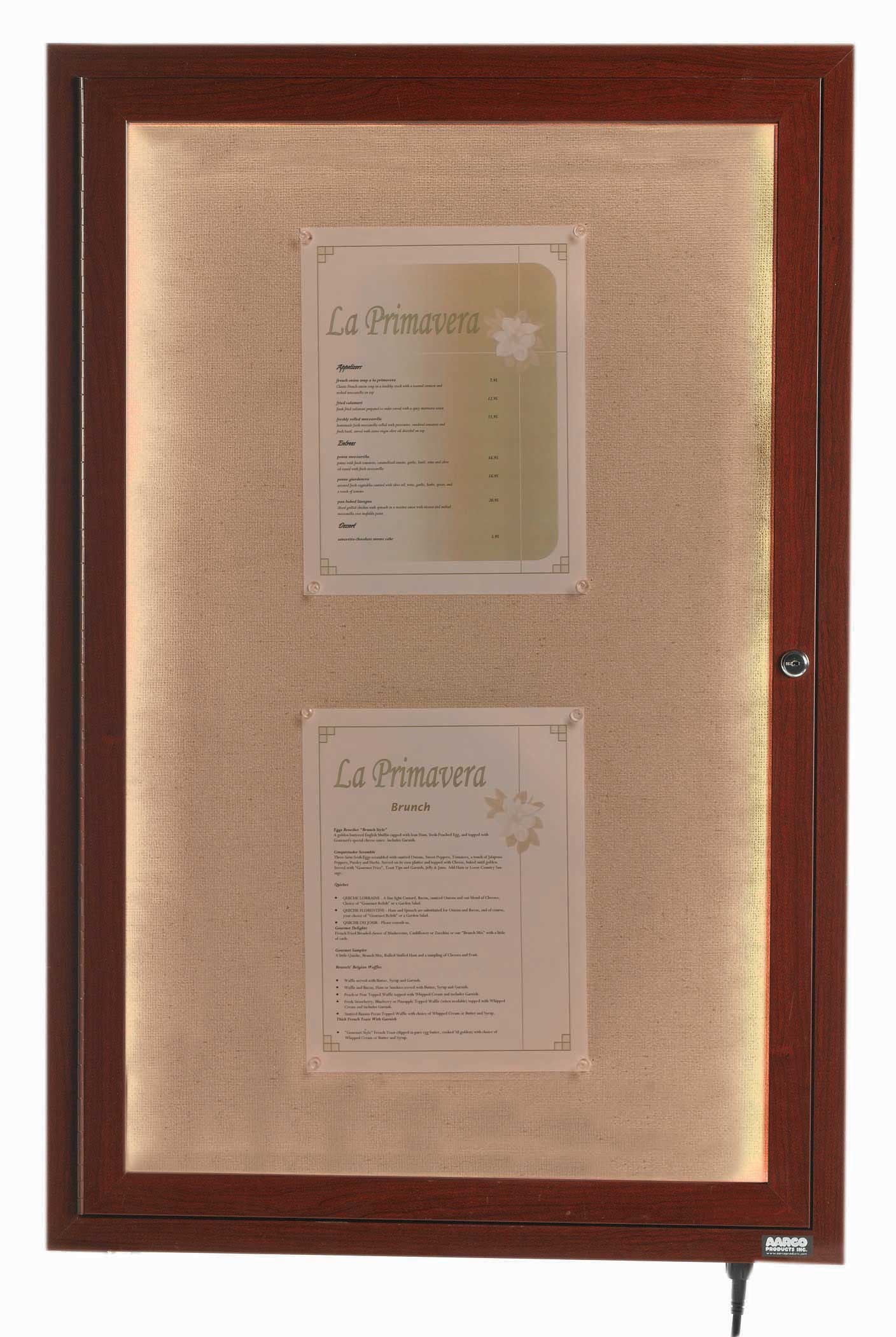 Aarco LED Lighted Walnut Wood Finish Outdoor Display Case, 36 x 24 inch