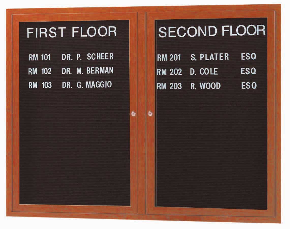 Aarco Oak Wood Look Finish Aluminum Frame Outdoor Enclosed Directory ...