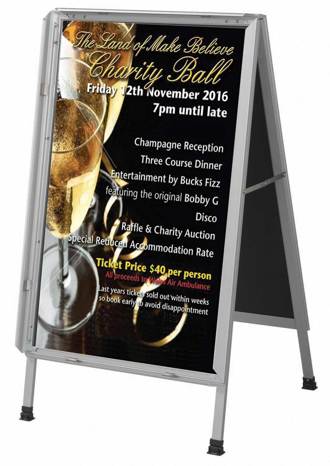 Aarco Aluminum A-Frame Sidewalk Poster/Sign Holder, 36 x 24 inch Print Size