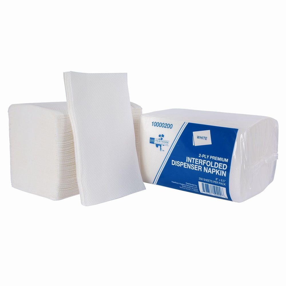 Hawthorn White 2 Ply Paper Interfold Quilted Display Napkin, 8 x 6.5 ...