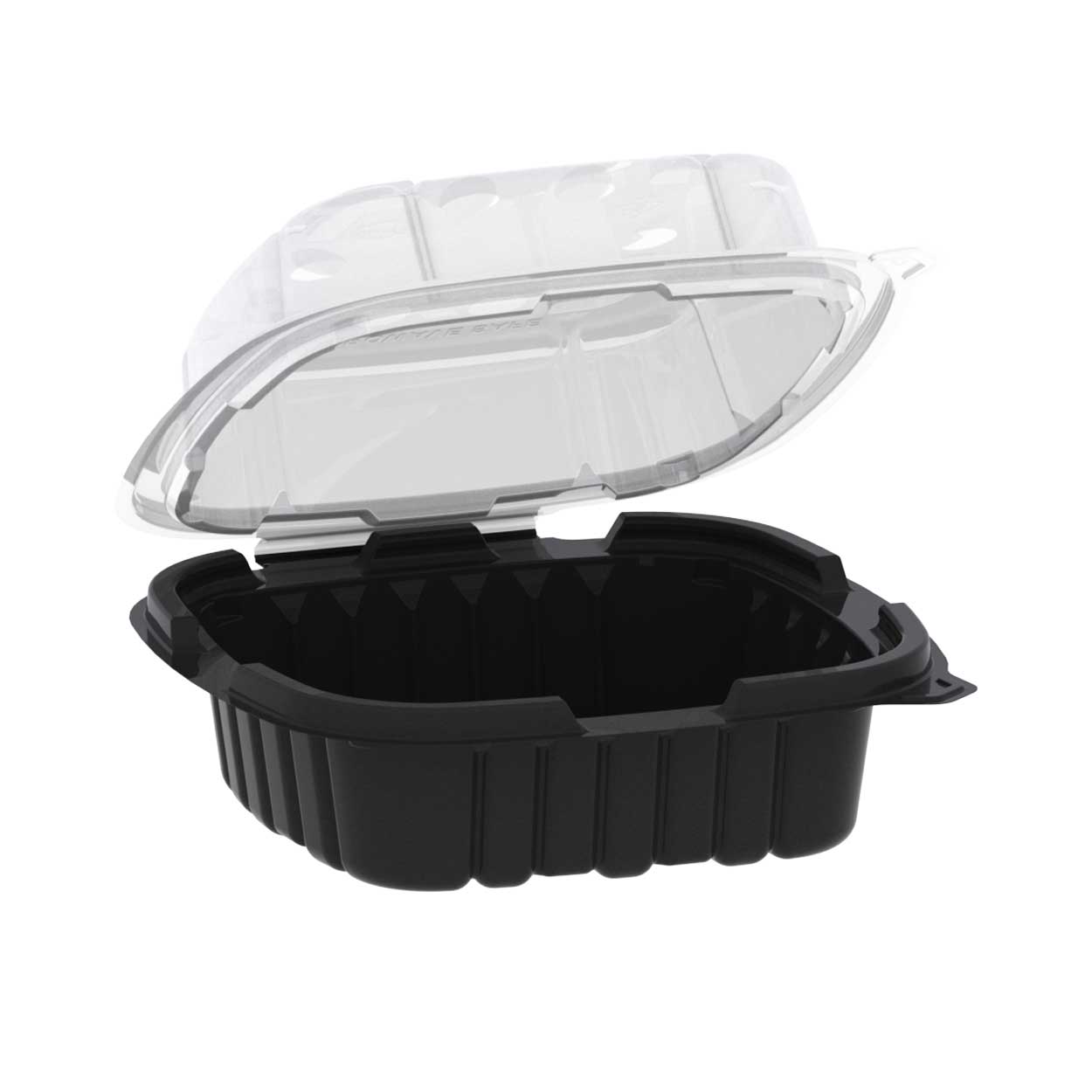 Anchor Packaging Polypropylene Black and Clear Hinged Container, 6 x 6 ...