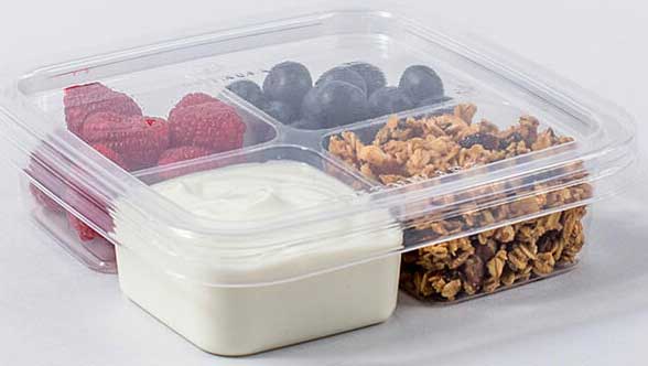 Fabri Kal Greenware Clear 4 Compartment Shallow Square Trays Case ...