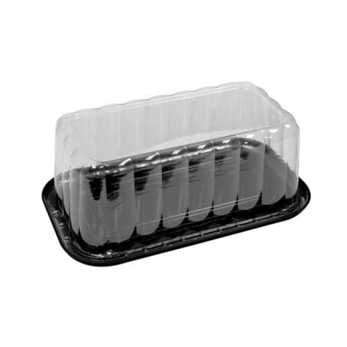 Pactiv Polyethylene Terephthalate Black Bar Cake Container with Clear ...