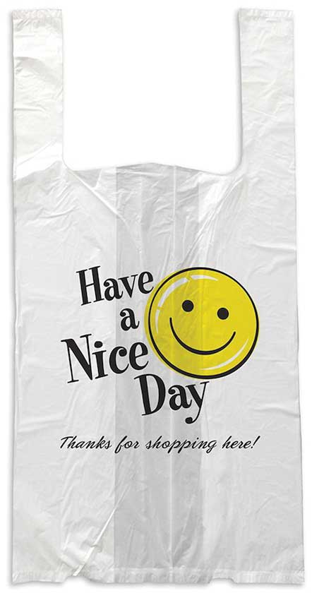 Hilex Poly RollMate Large White Happy Face Bag Case | FoodServiceDirect