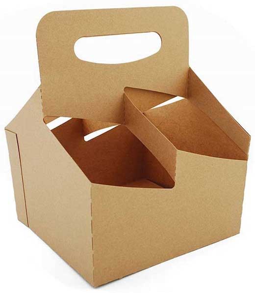 Southern Champion Tray Beige/White Kraft Paperboard Square 4 Cup Drink ...