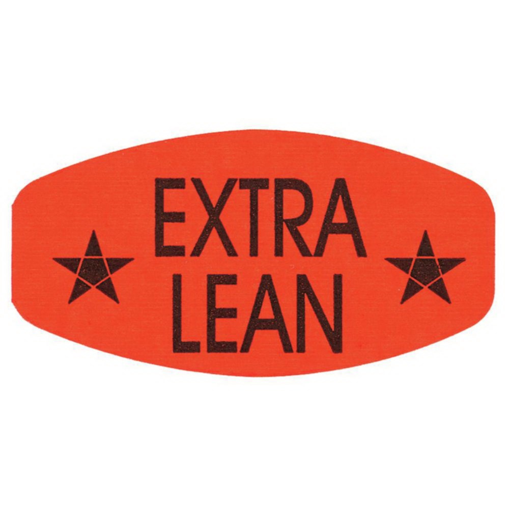 Bollin Label Systems Red/Glo Oval Extra Lean Label -- 1000 per roll