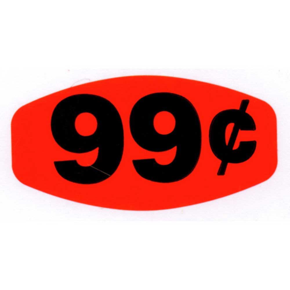 Bollin Label Red Glow Oval 99¢ Label, 0.625 x 1.25 inch - 1000 per roll