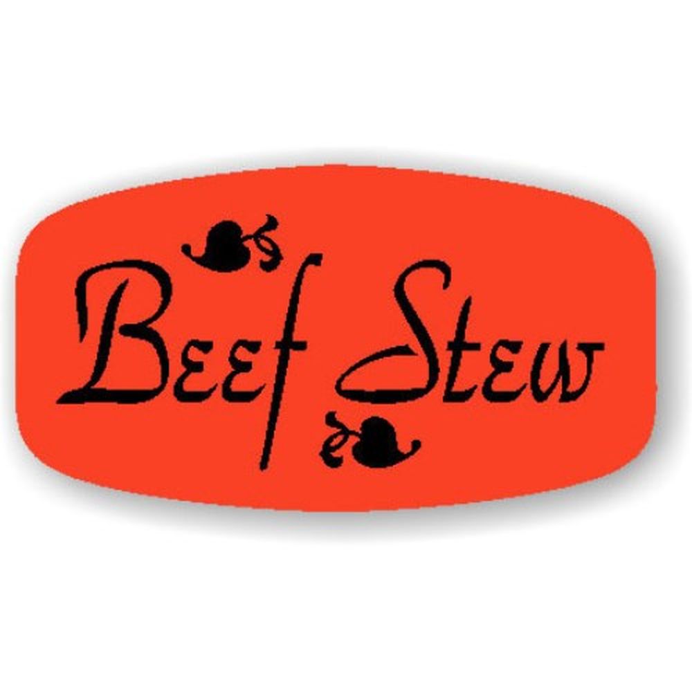 Bollin Red Glo Short Oval Beef Stew Label, 0.62 x 1.25 inch -- 1000 per ...