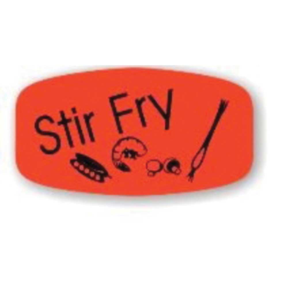 Bollin Label Red Glow Oval Stir Fry Label, 0.625 x 1.25 inch - 1000 per ...