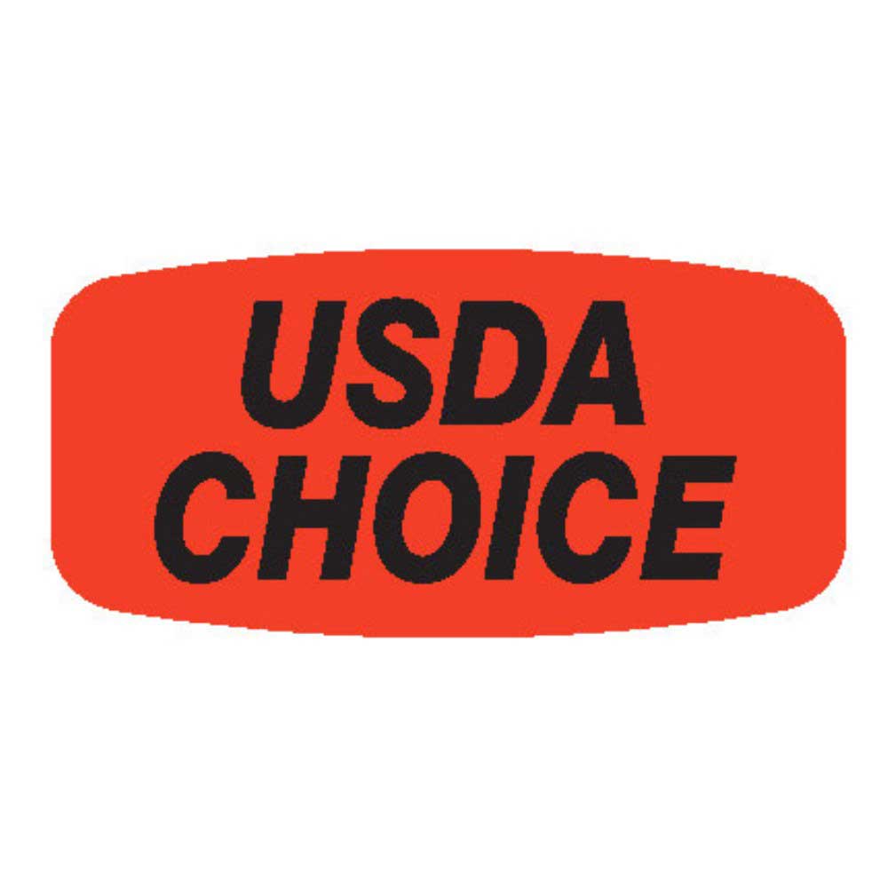 Bollin Red Glo Short Oval USDA Choice Label, 0.625 x 1.25 inch - 1000 per roll