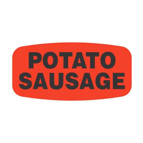 Bollin Red Short Oval Paper Potato Sausage Label - 1000 per roll