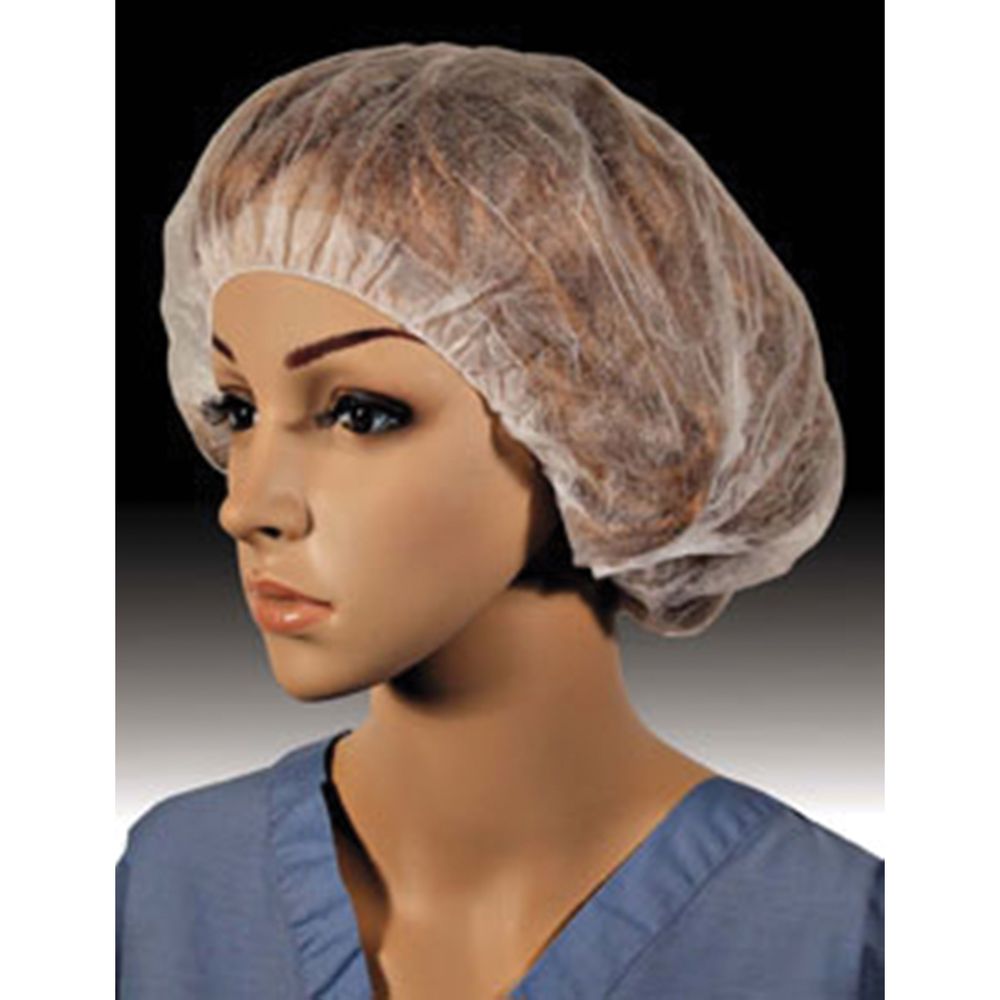 Cellucap White Polypropylene Pleated Bouffant Cap, 21 inch -- 1000 per ...