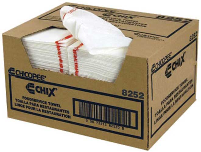 Chicopee Rayon/Polyester White with Red Logo Foodservice Towel, 13 1/2 ...