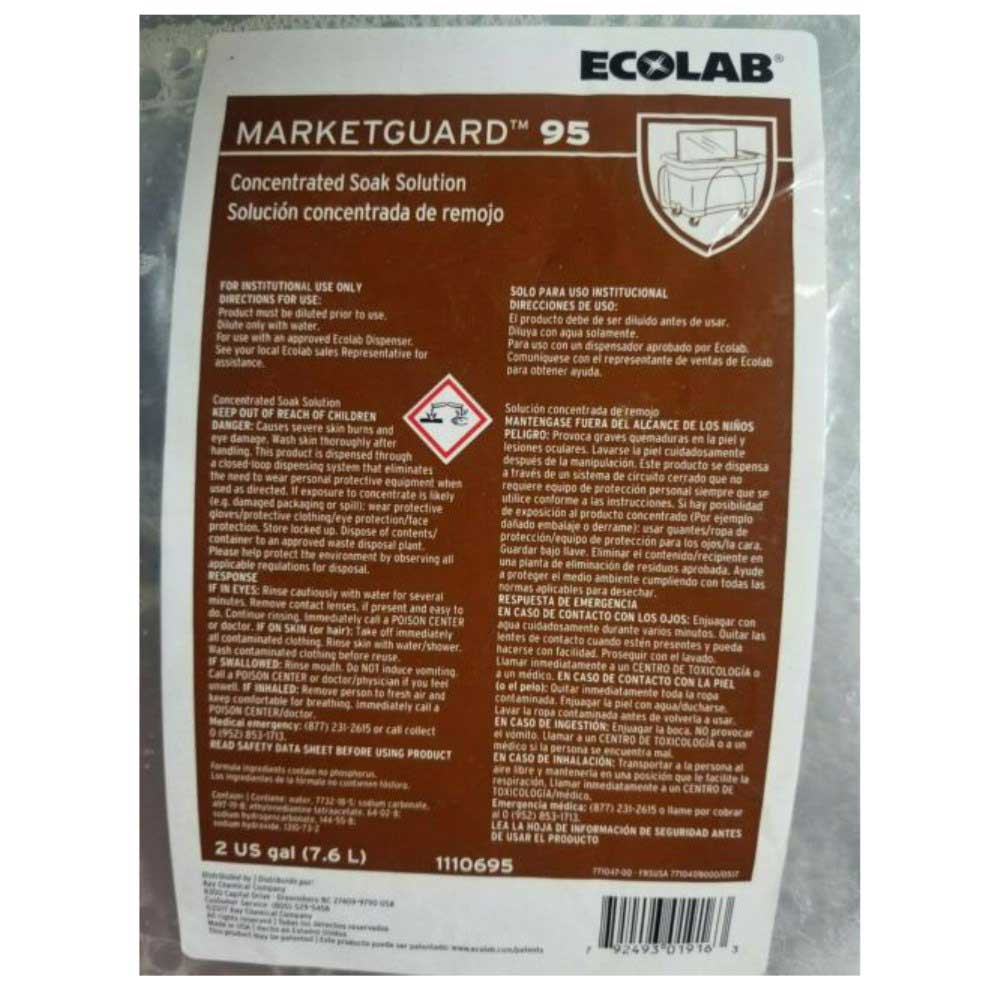Ecolab Marketguard 95 Concentrated Soaking Solution, 2 Gallon Bag