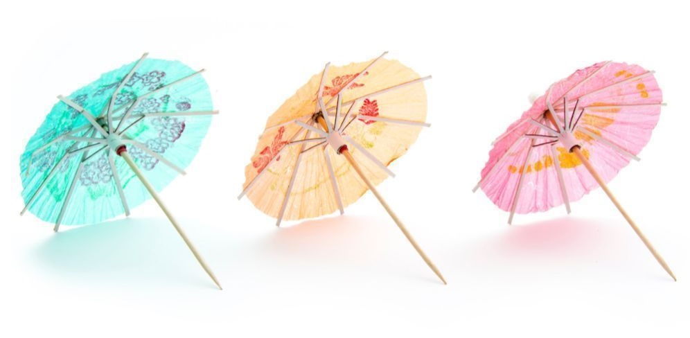 Poly King Assorted Colors Wood Umbrella Parasol Picks, 4 inch -- 1440 ...