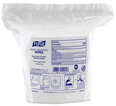 Purell White Hand Sanitizer Wipe - 1700 count per pack -- 4 packs per case