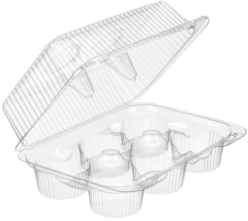 Inline Plastics 6 Compartment Hinged Cupcake Container, 9.62 x 6.75 x 3 ...