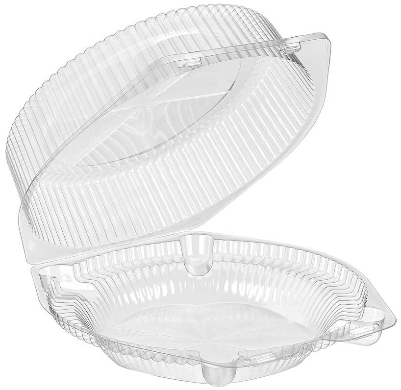 Inline Plastics Pete Clear Hinged Pie Container, 8 inch -- 200 per case