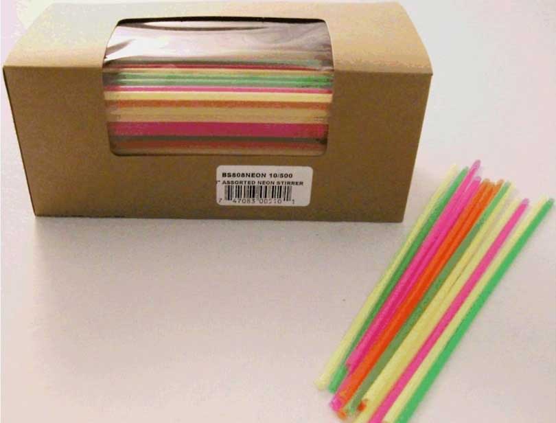 Cell O Core Bar Pak Assorted Unwrapped Neon Collins Straw, 8 inch ...