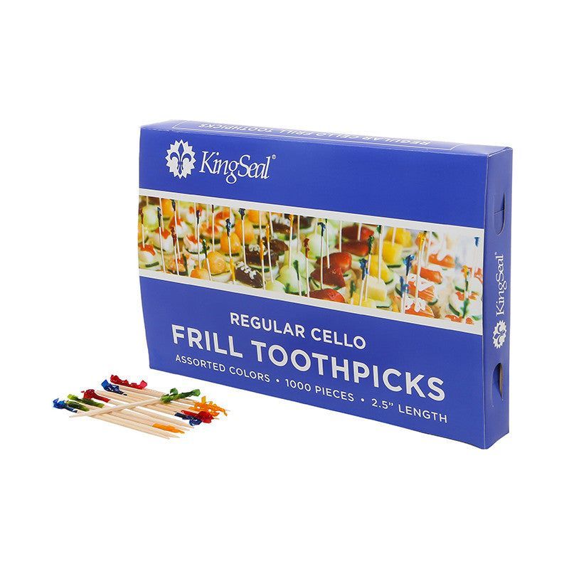 KingSeal Assorted Colors Bamboo Regular Frill Toothpick, 2.5 inch ...