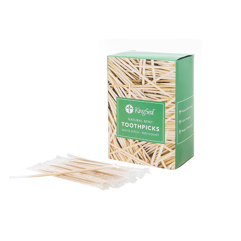 KingSeal Cello Wrapped Mint Round Birch Wood Toothpick, 2.5 inch ...