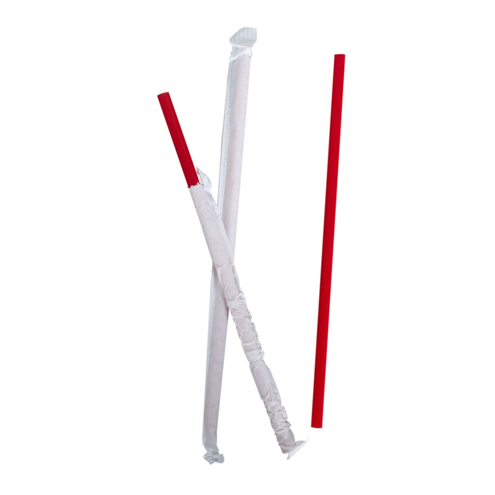 Prime Source Red Polypropylene Paper Wrapped Jumbo Straw, 7.75 inch ...